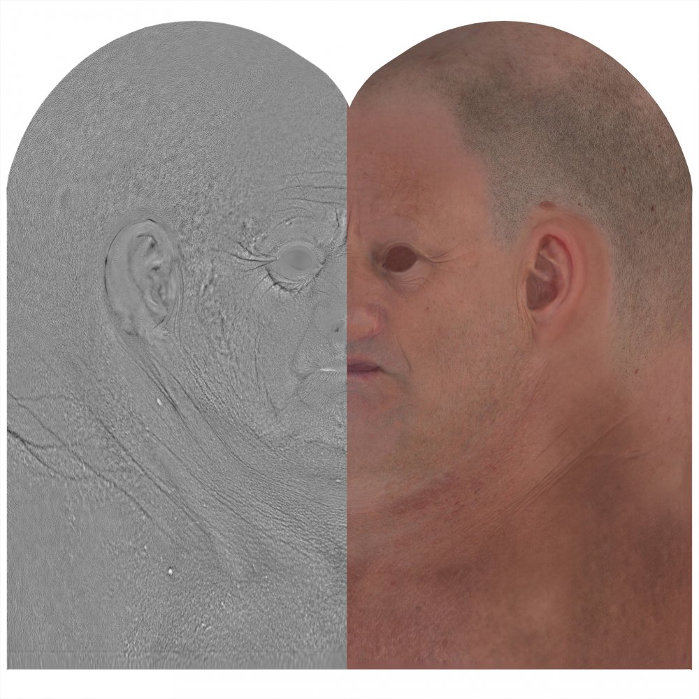 Male head texture map 01