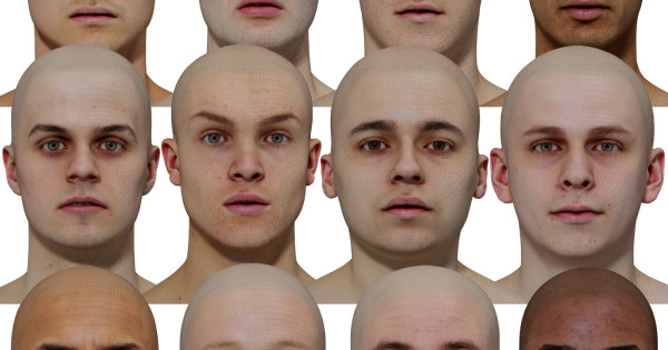 12 x Male 3D Head Model Bundle | by 3dscanstore.com