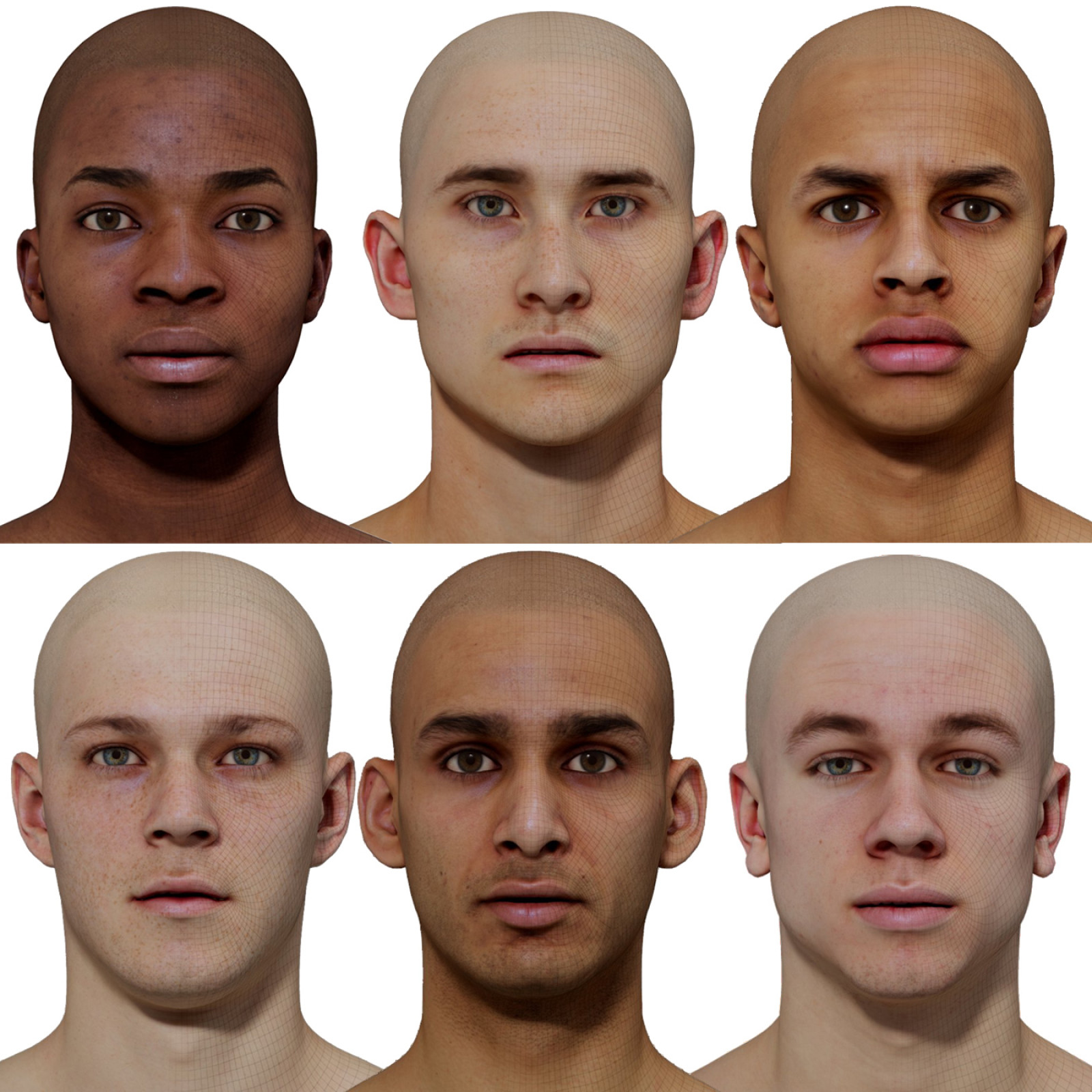 Male 3D Head Model Bundle | by 3dscanstore.com