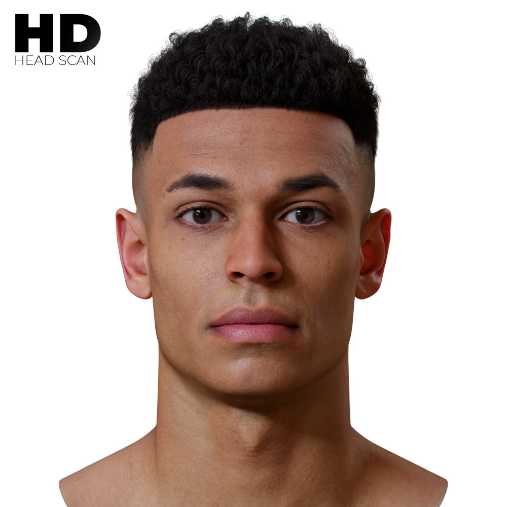 Realistic male head 3d model with hair