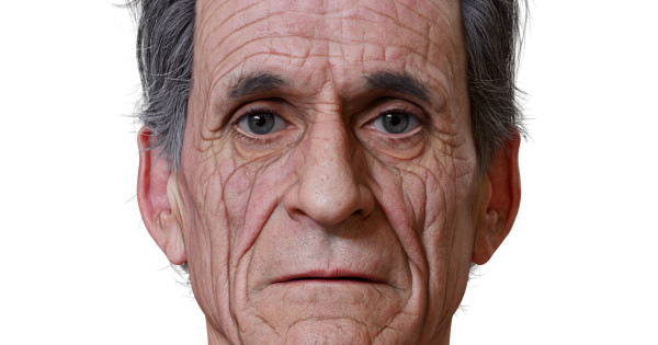 Photorealistic 3D Elderly Male Head Scan with Polygon Hair - High ...