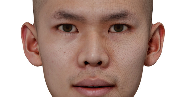 Male 3D model / Retopologised Head Scan 019