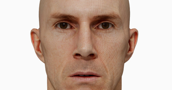 Male 3D model / Retopologised Head Scan 36