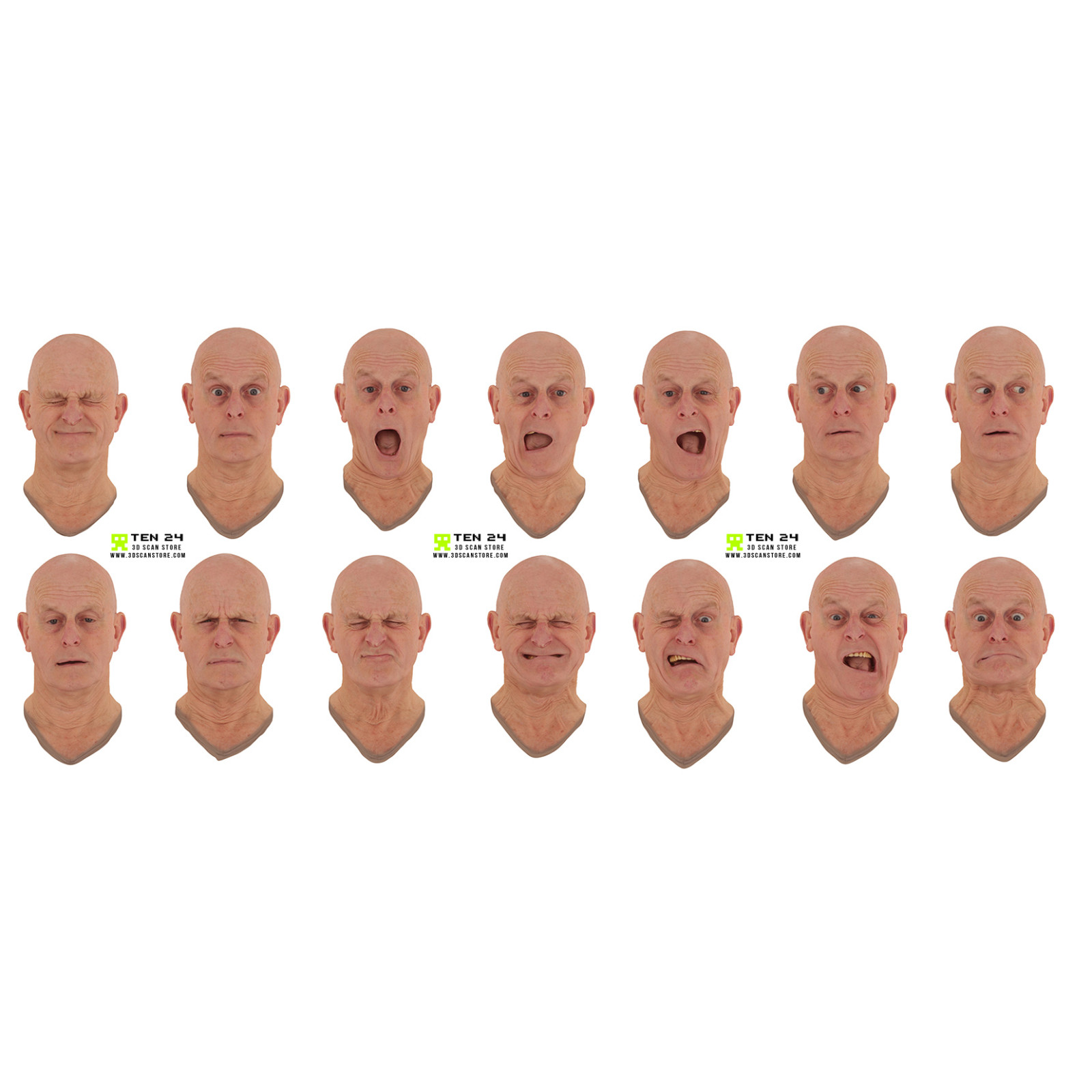 14 x Cleaned Expression + Textures Scan Bundle