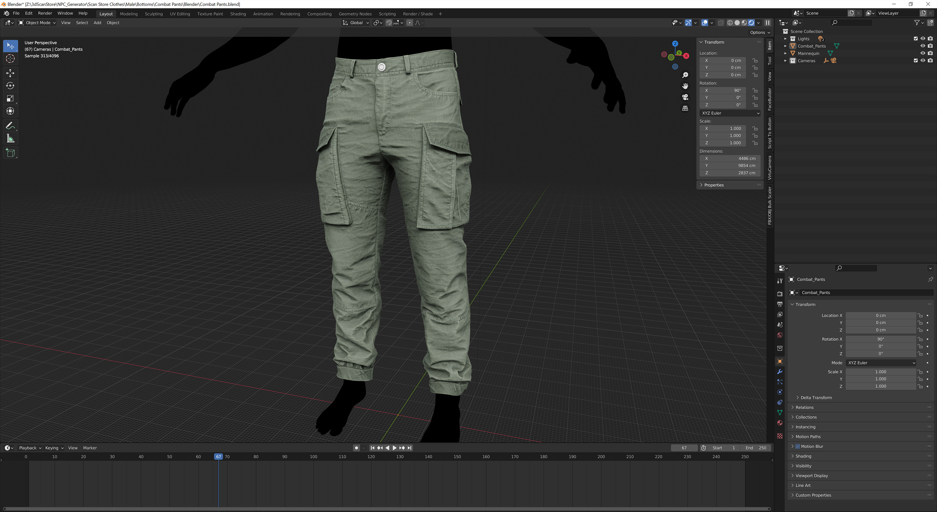 Download male 3D Combat Pants model