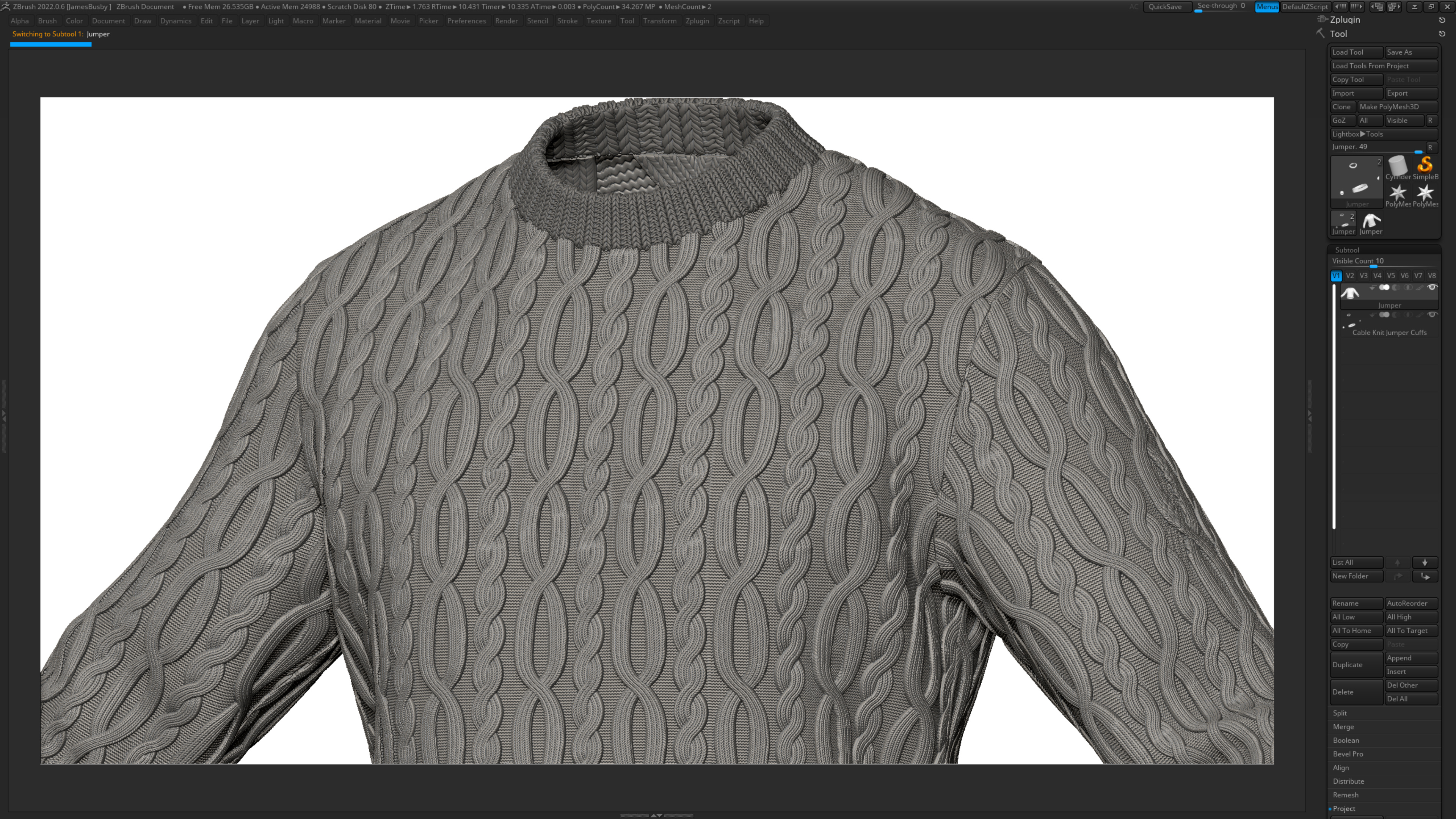Download male 3D Cable Knit Jumper model