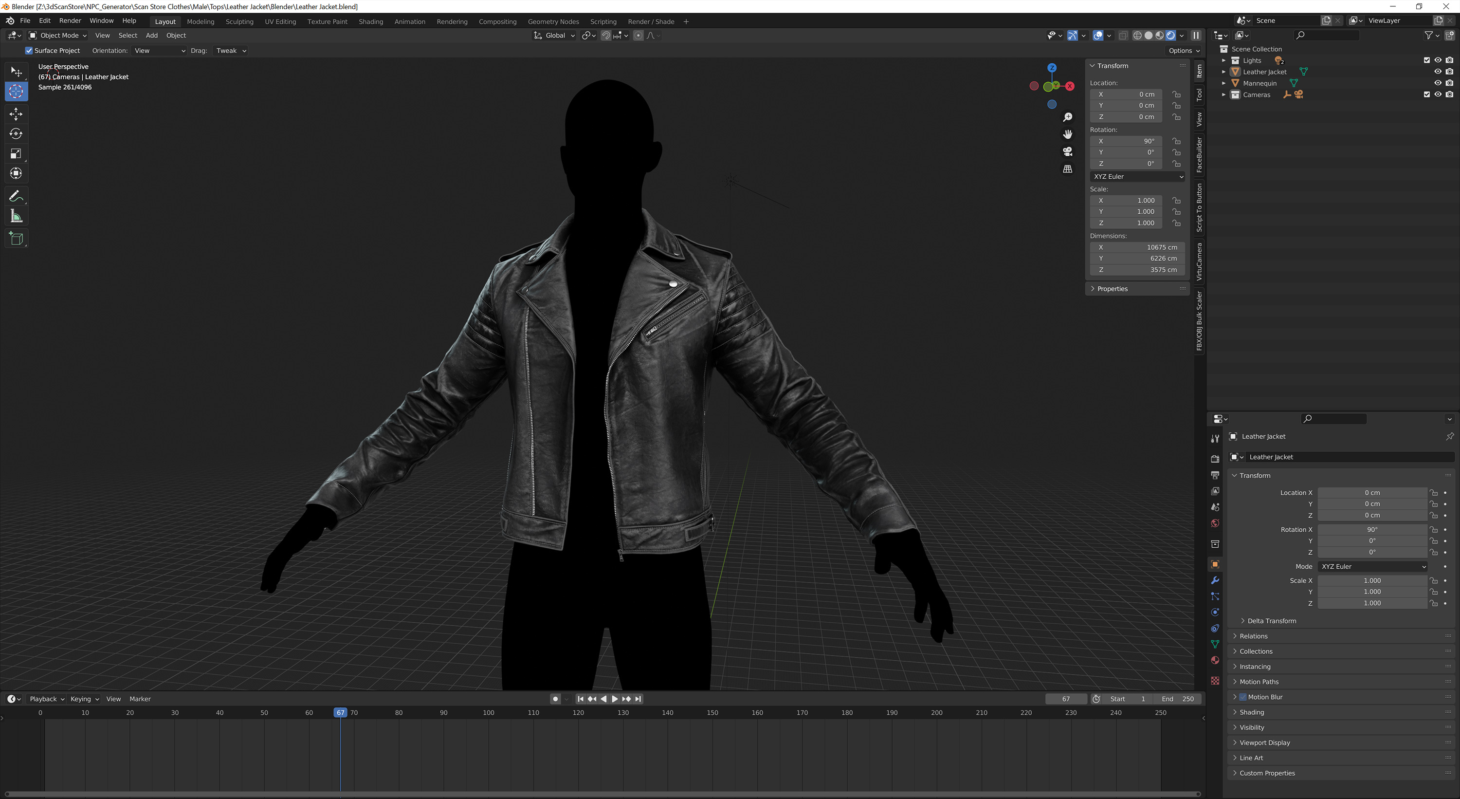 Download male 3D leather Jacket model