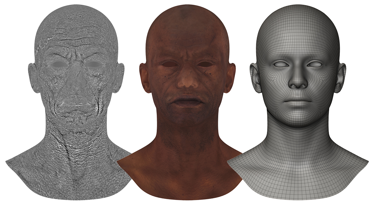 Male head texture map 09