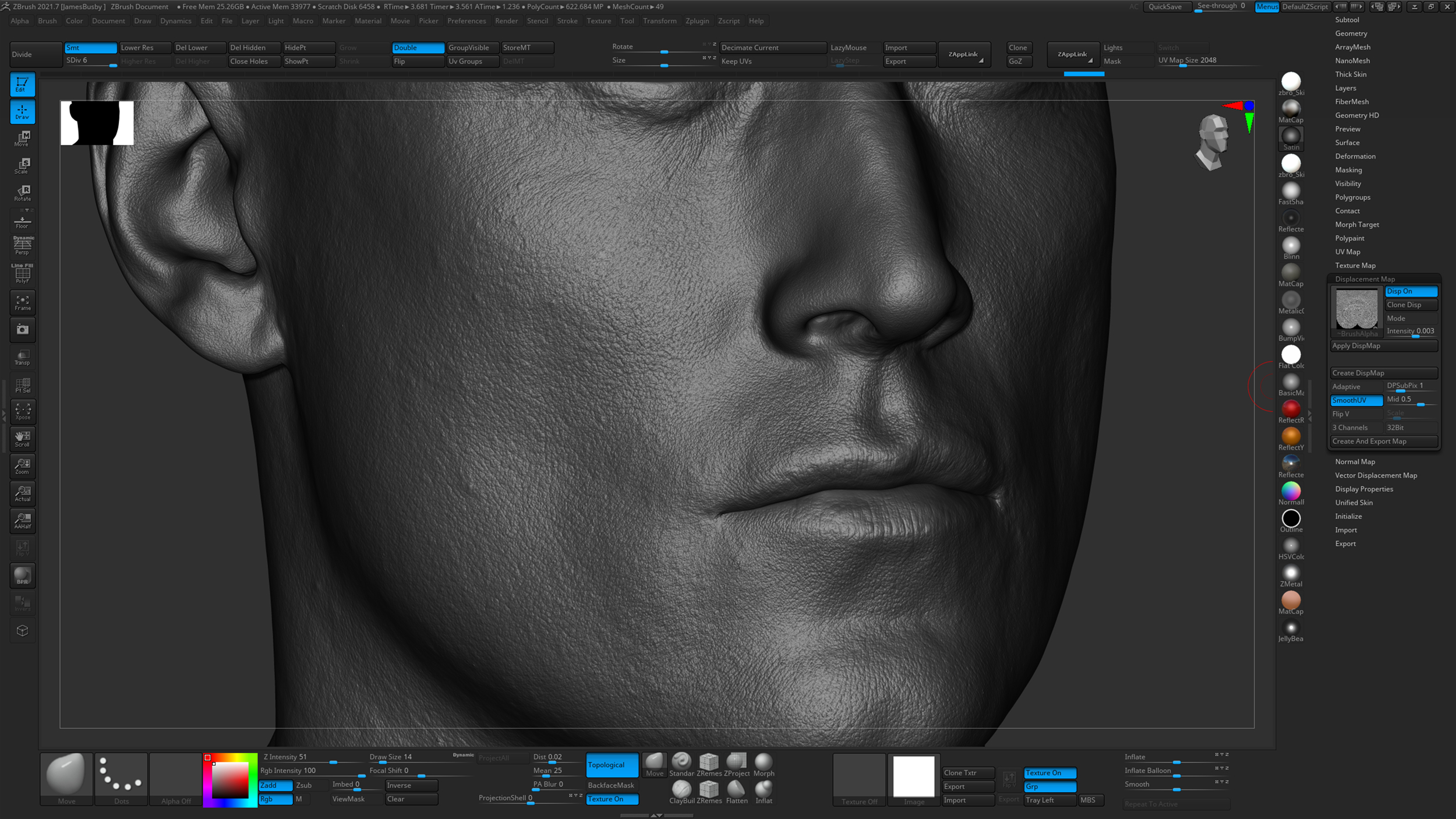 Male head texture map 10
