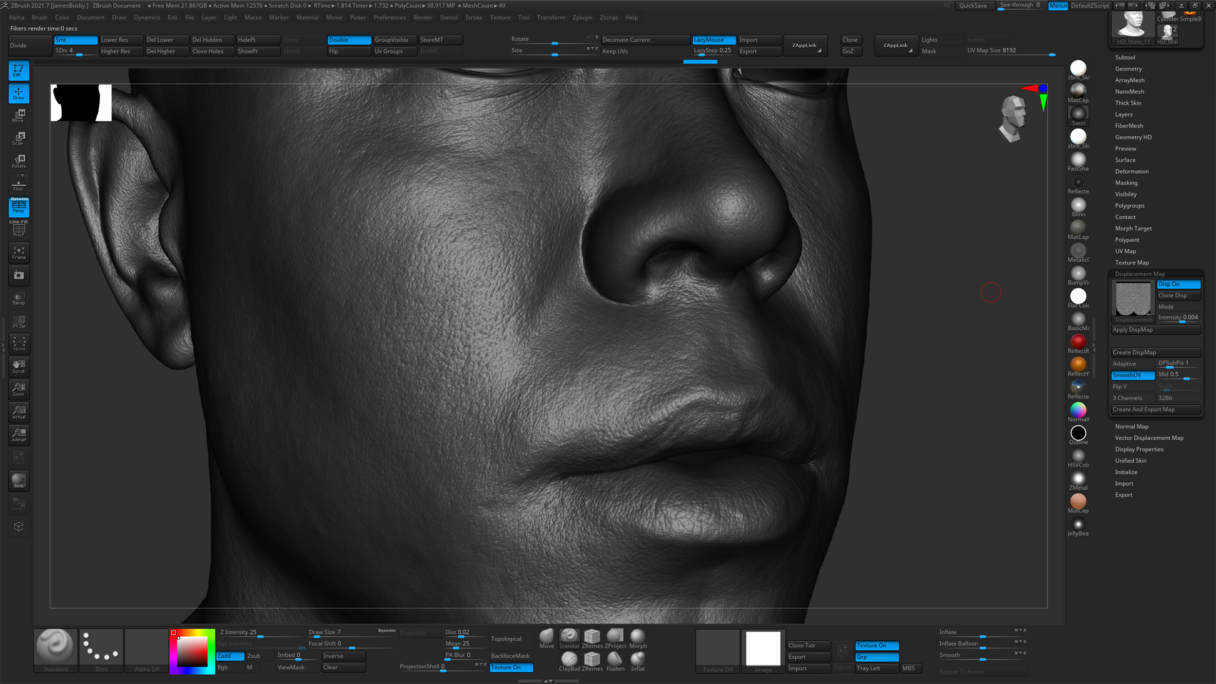 Male head texture map 11
