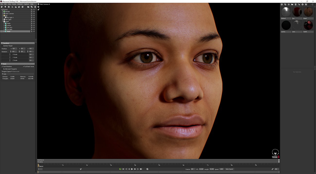 Female 3D model / Retopologised Head Scan 06