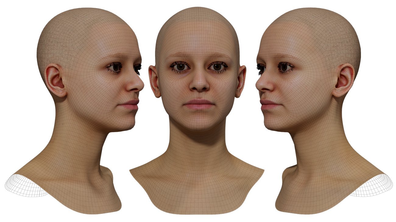 Female 3D model / Retopologised Head Scan 09