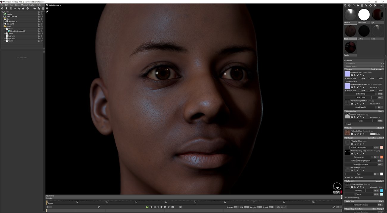 Female 3D model / Retopologised Head Scan 011