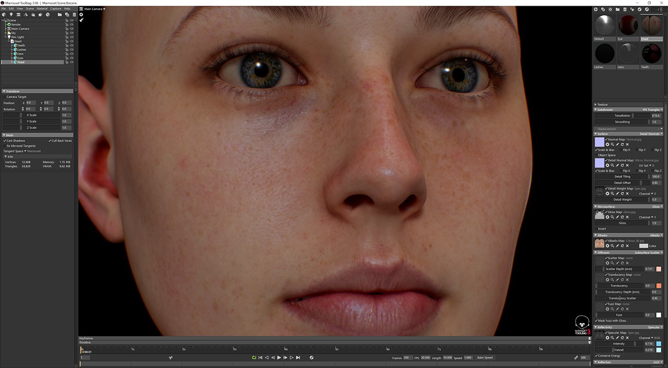 Female 3D model / Retopologised Head Scan 013