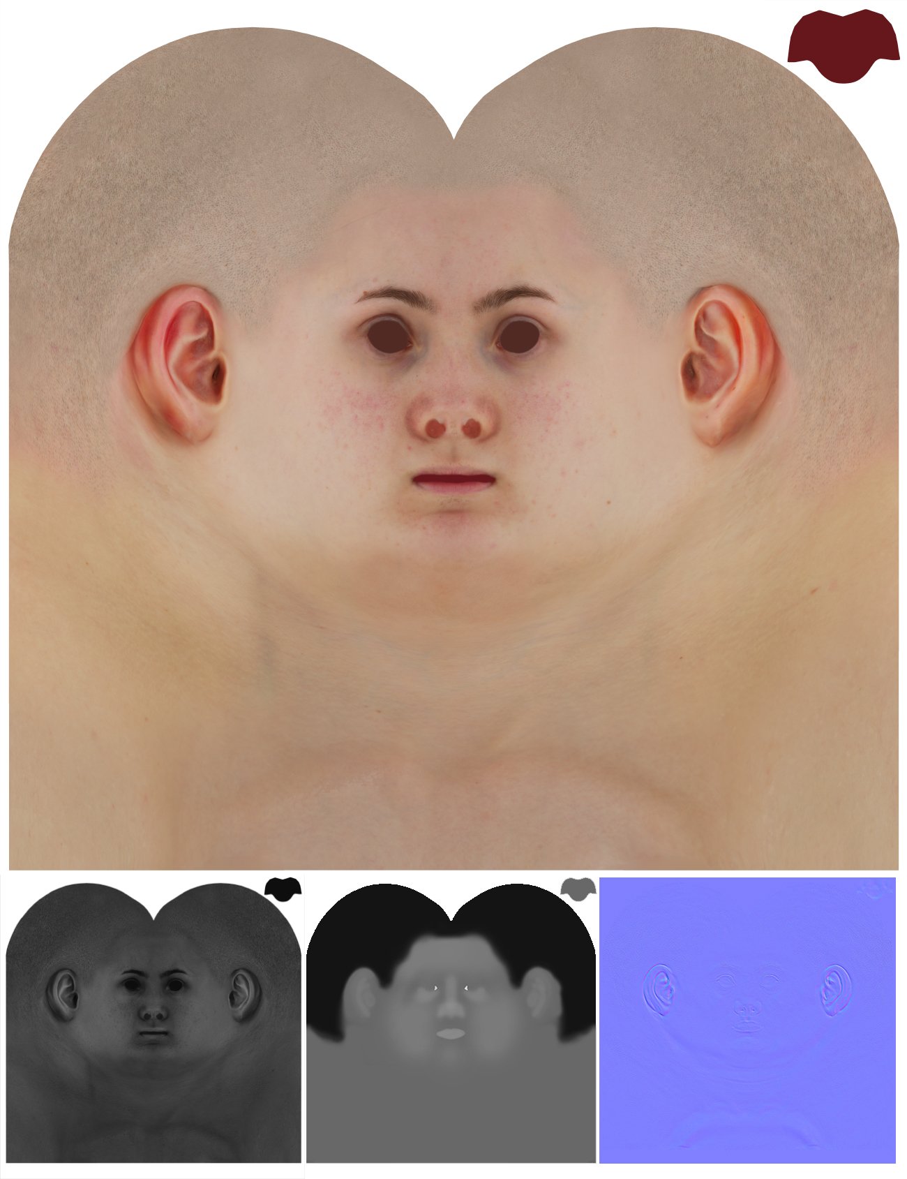 Female 3D model / Retopologised Head Scan 021