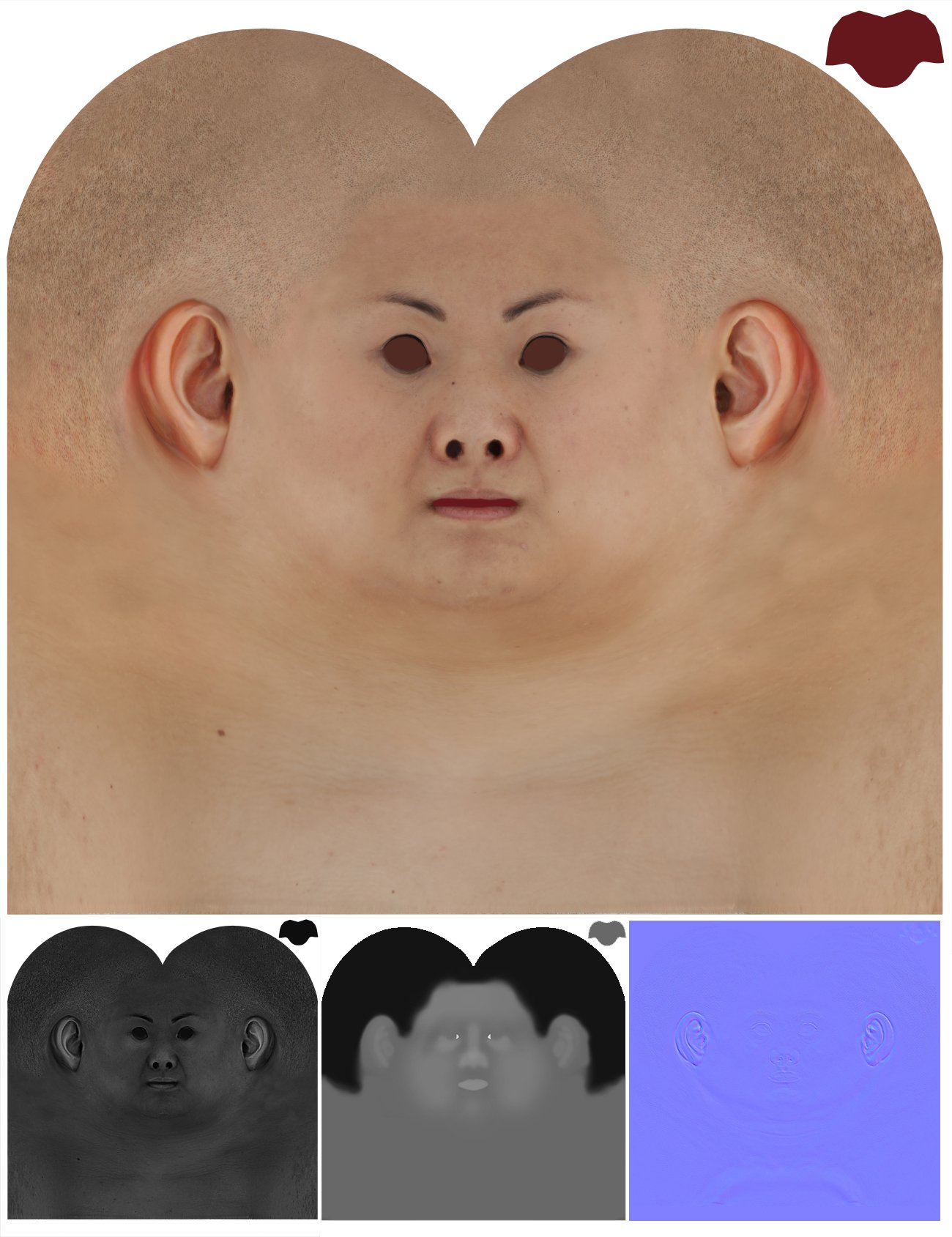 Female 3D model / Retopologised Head Scan 023