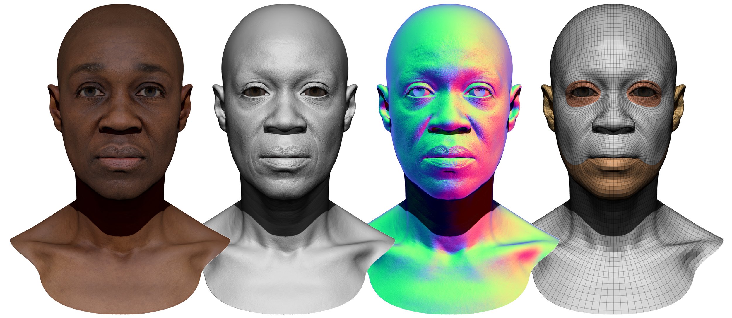 Female 3D model / Retopologised Head Scan 027