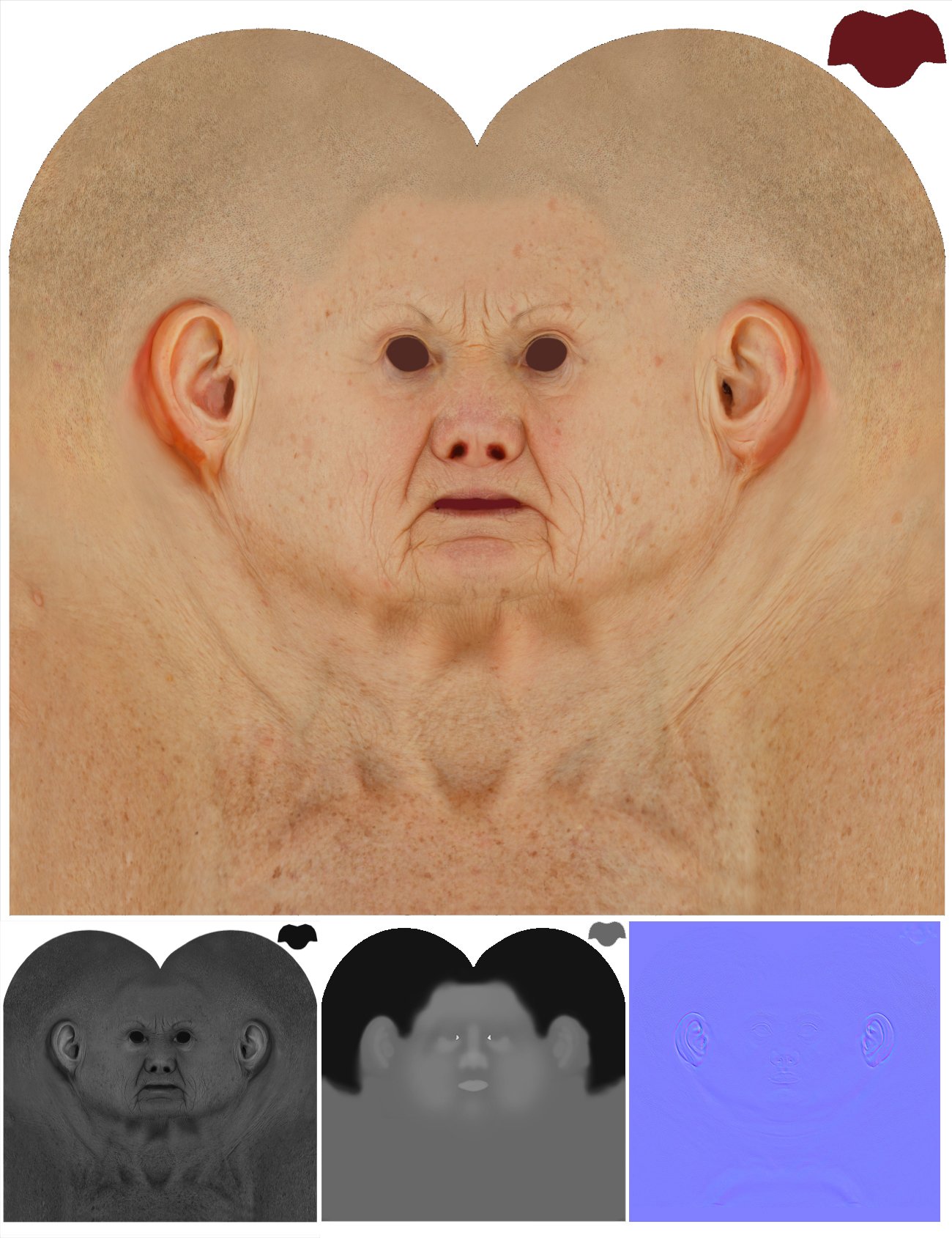 Female 3D model / Retopologised Head Scan 028