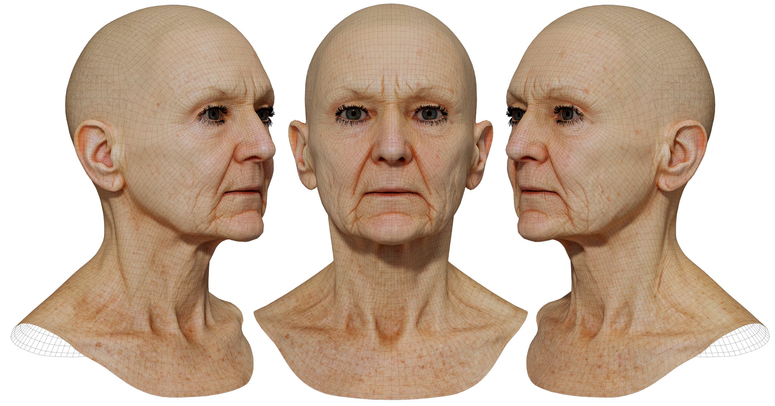 Female 3D model / Retopologised Head Scan 028