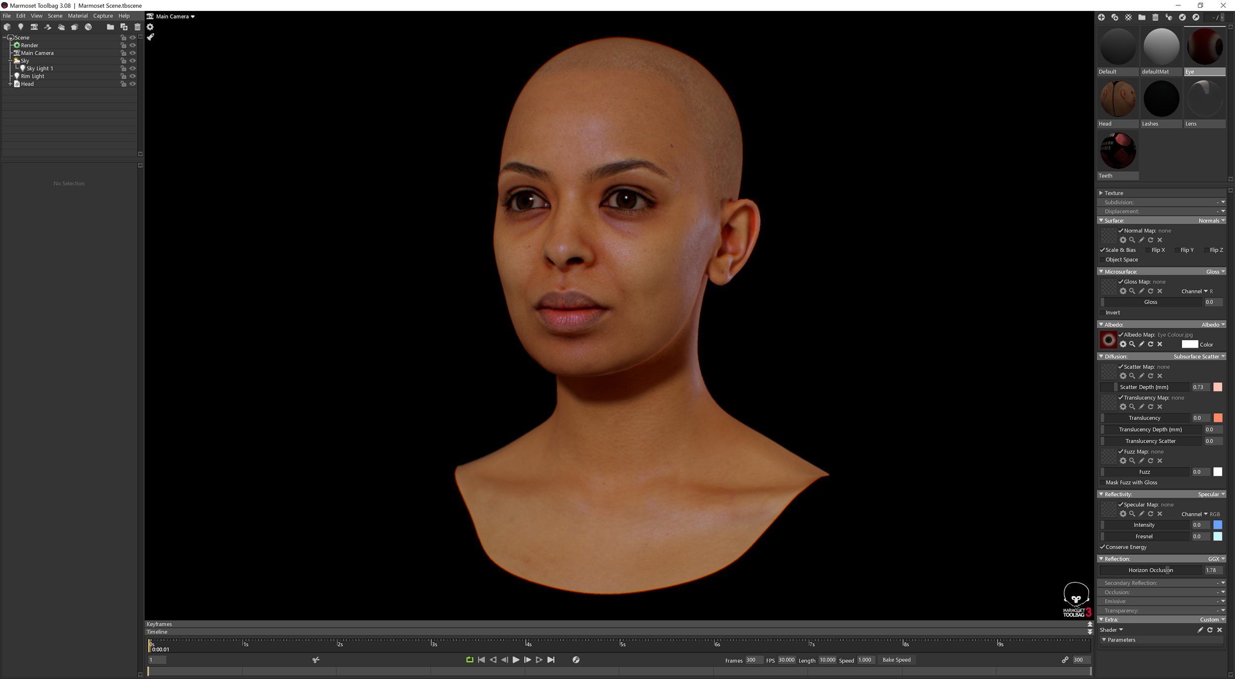 Female 3D model / Retopologised Head Scan 029