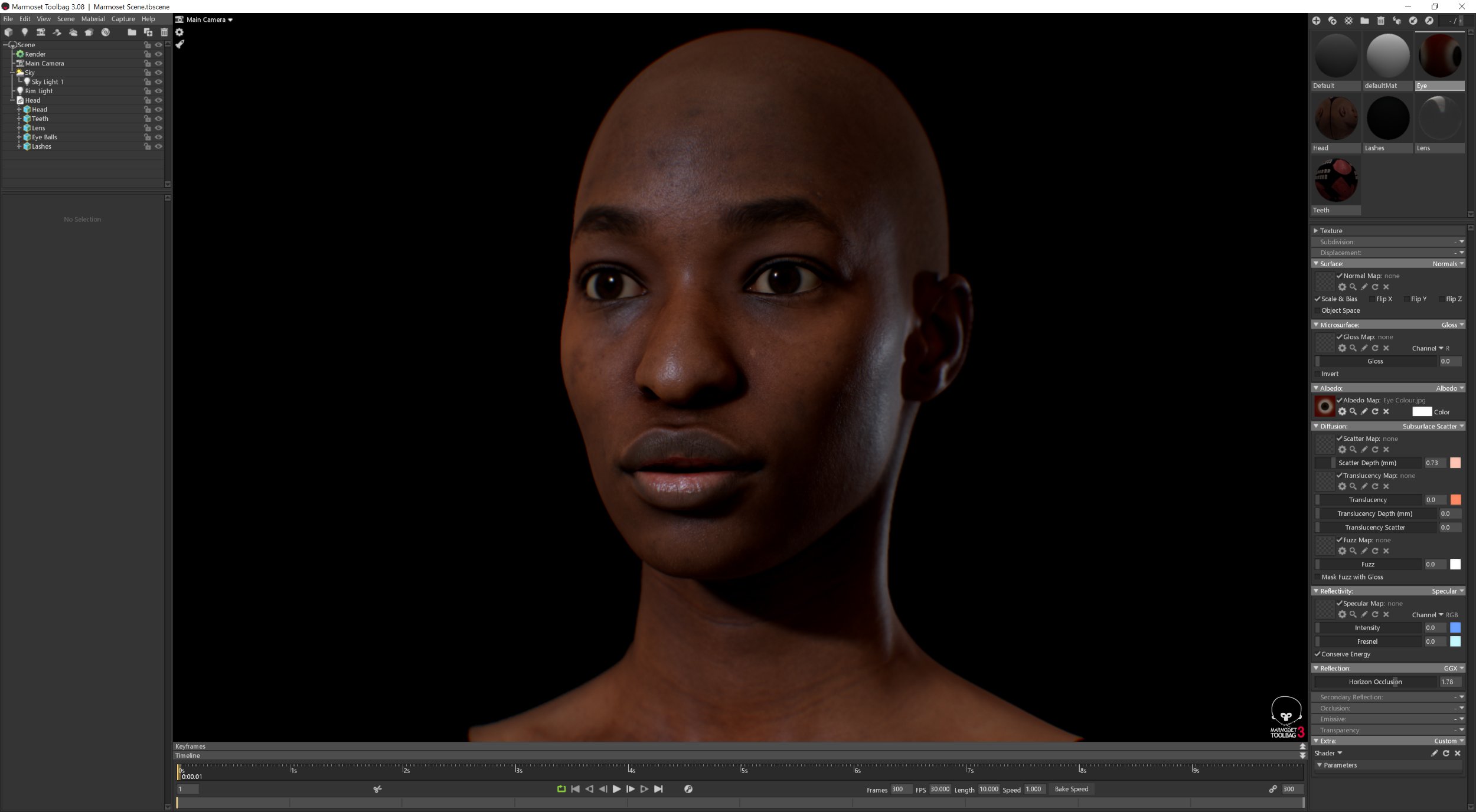 Female 3D model / Retopologised Head Scan 031