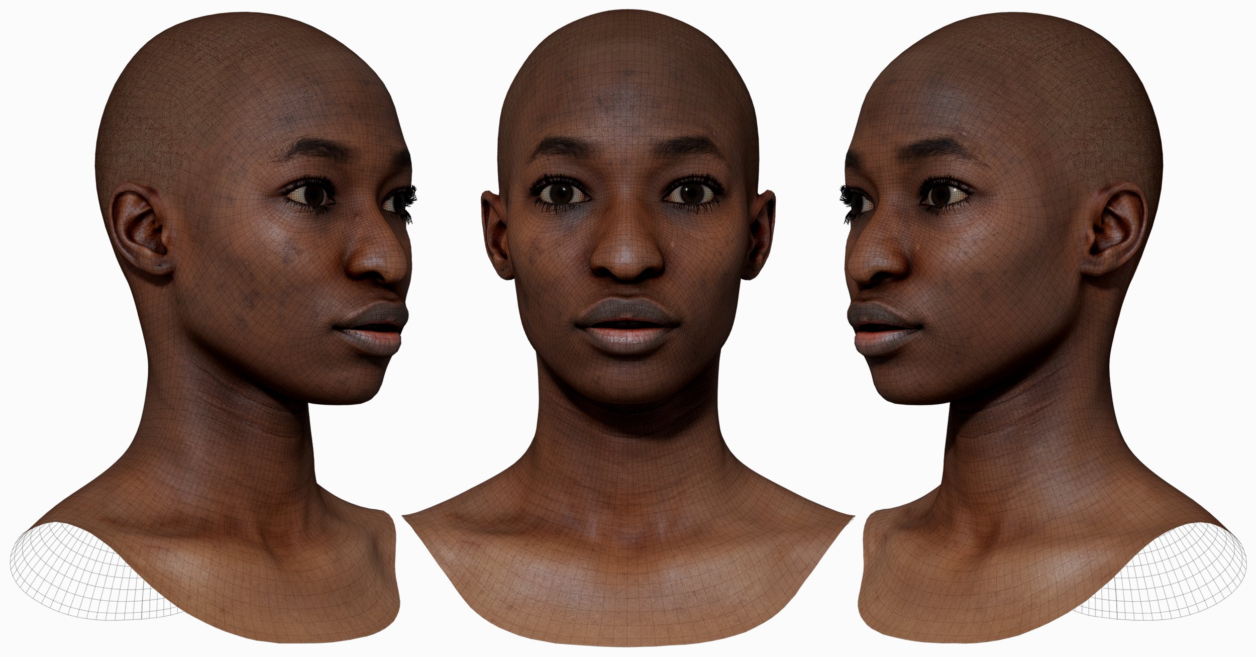 Female 3D model / Retopologised Head Scan 031
