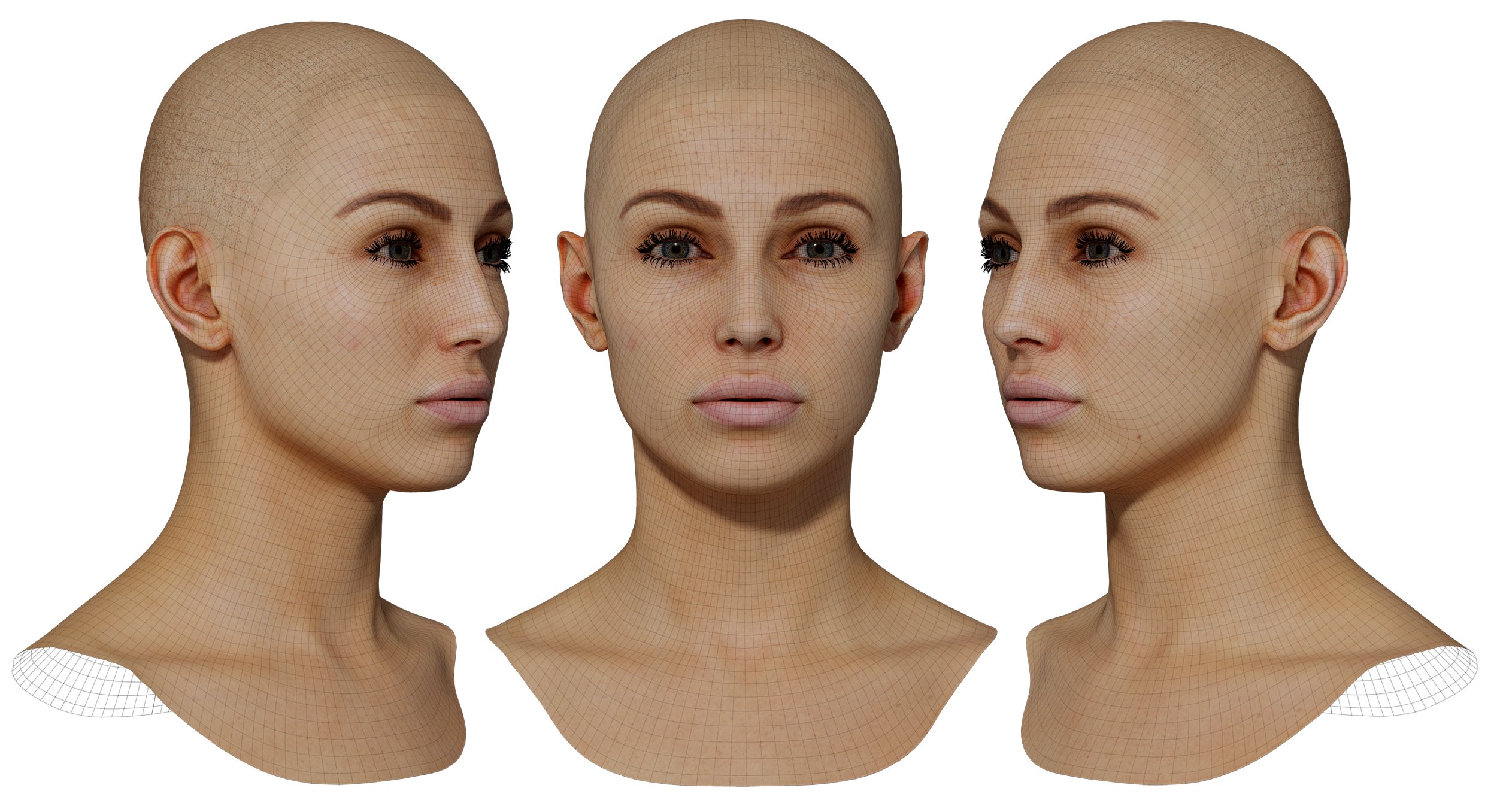 Female 3D model / Retopologised Head Scan 032