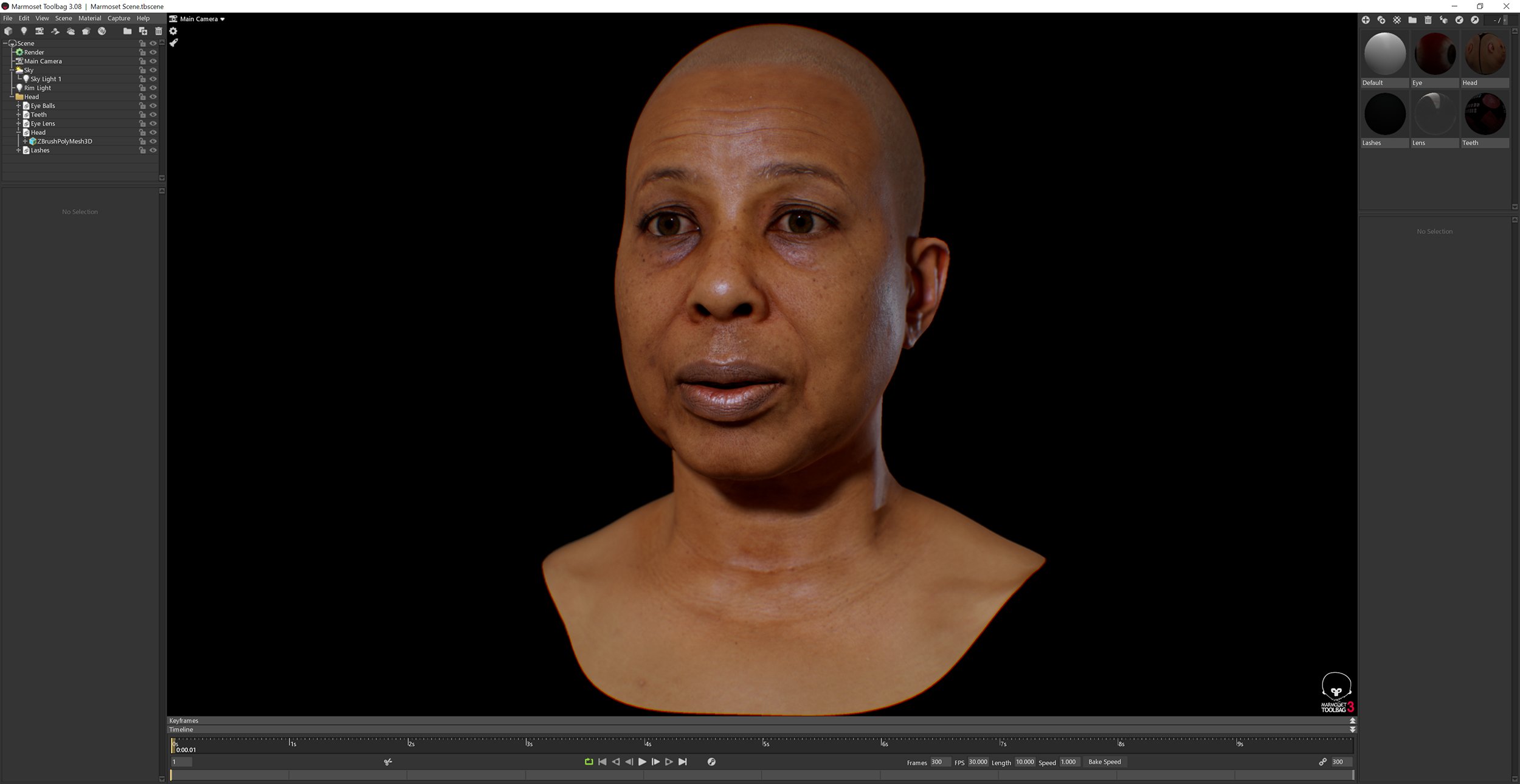 Female 3D model / Retopologised Head Scan 037