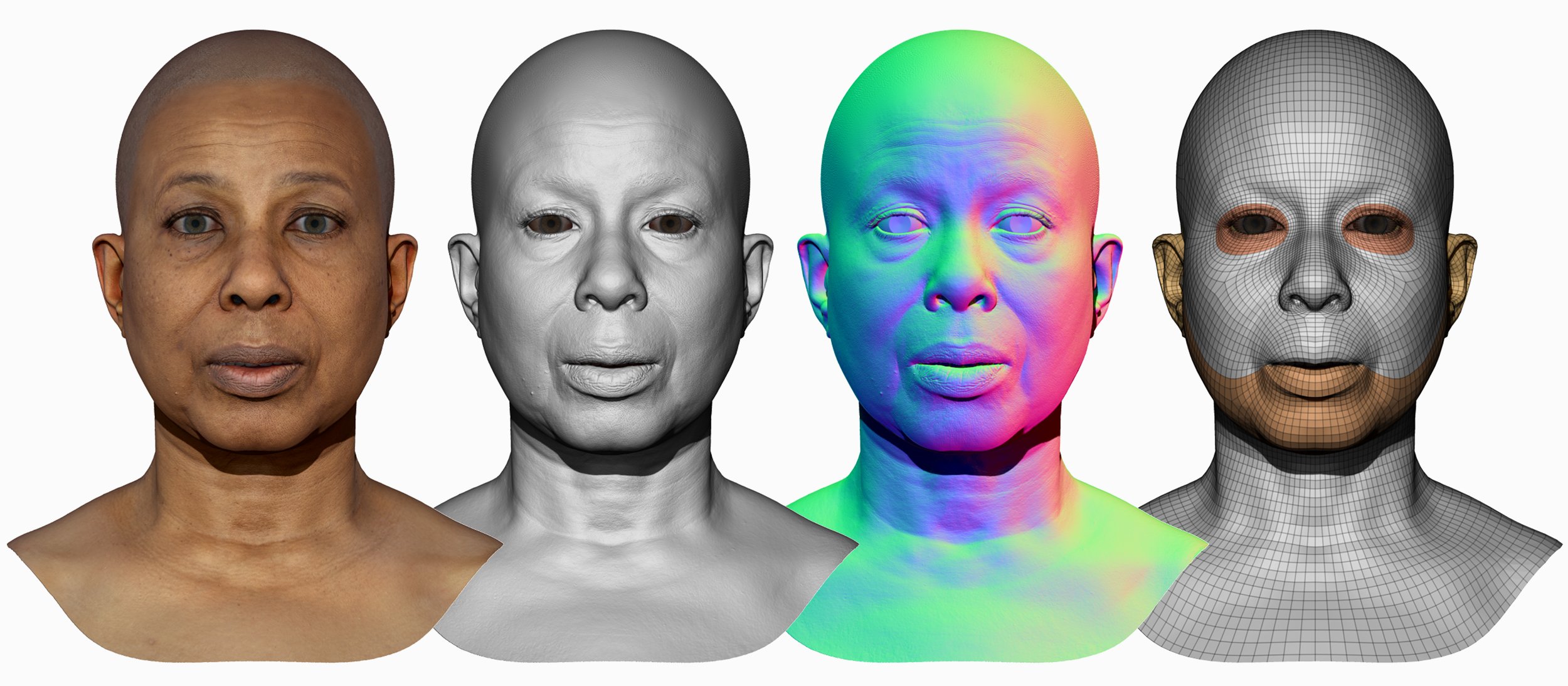 Female 3D model / Retopologised Head Scan 037
