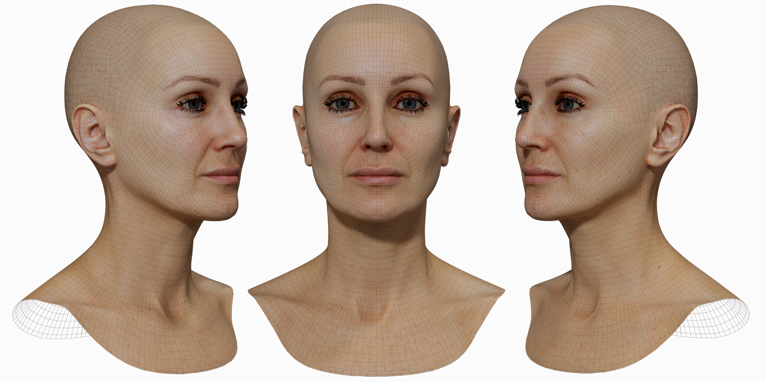 Female 3D model / Retopologised Head Scan 41