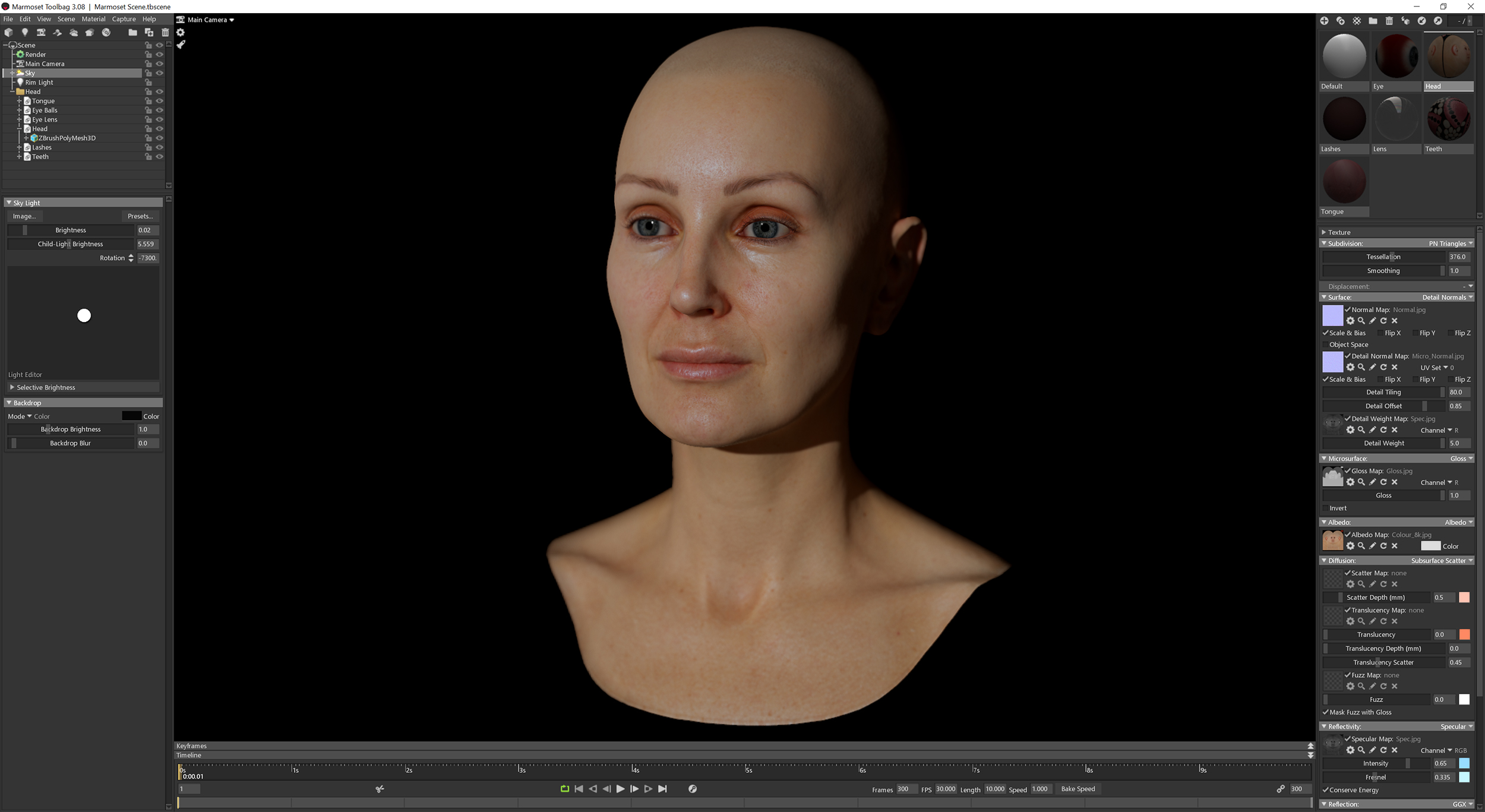 Female 3D model / Retopologised Head Scan 41