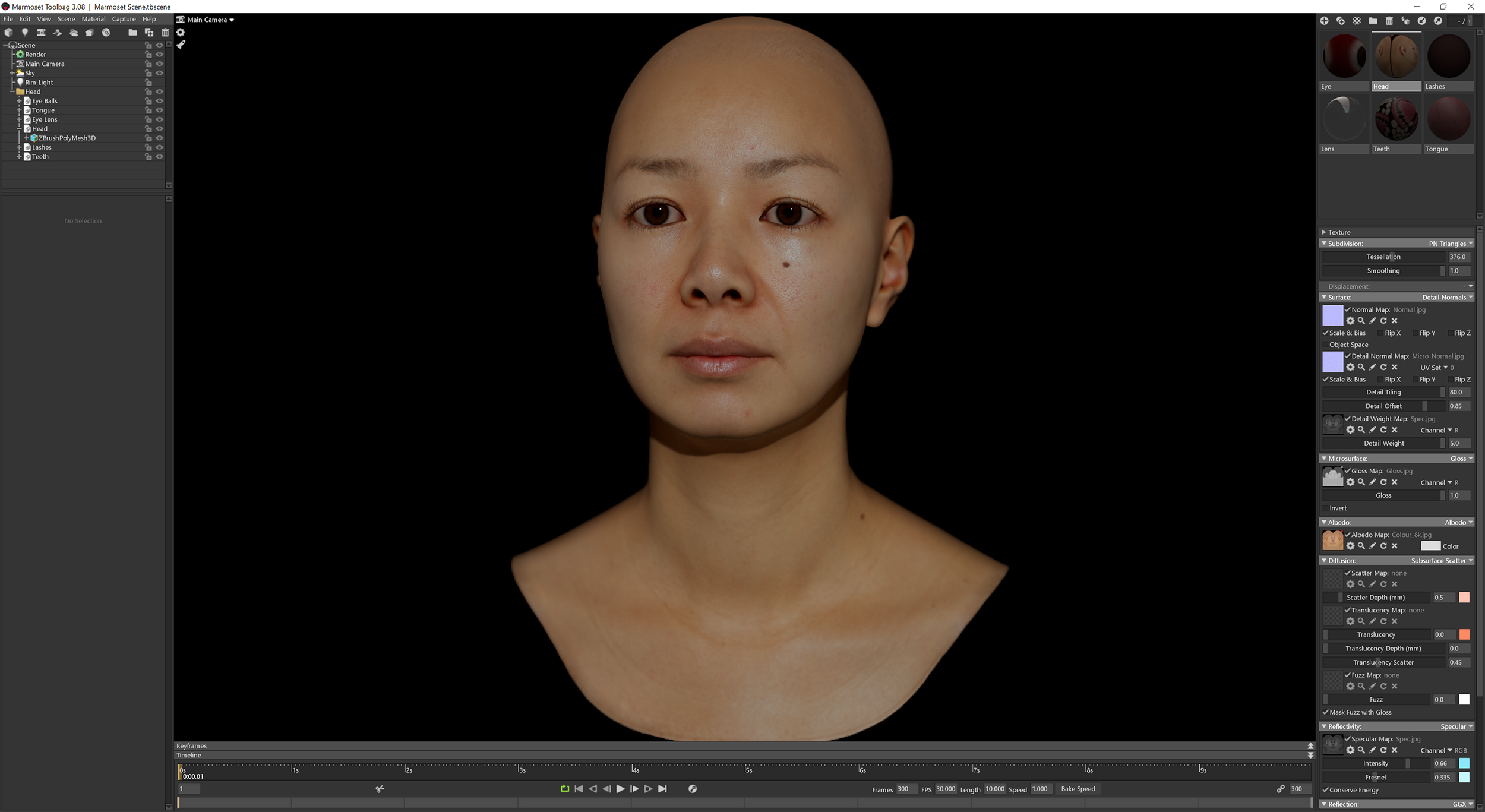 Female 3D model / Retopologised Head Scan 42