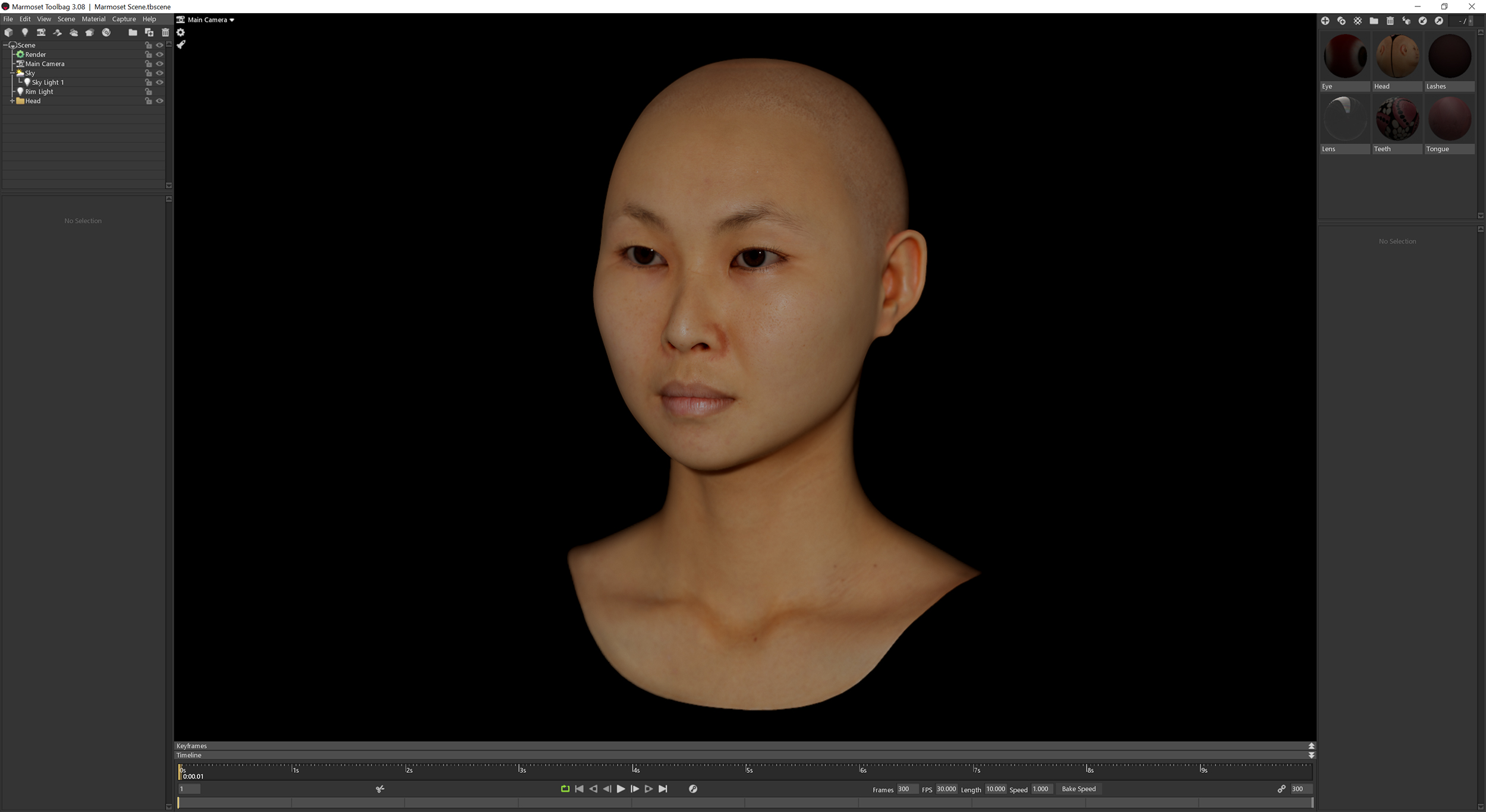 Female 3D model / Retopologised Head Scan 44
