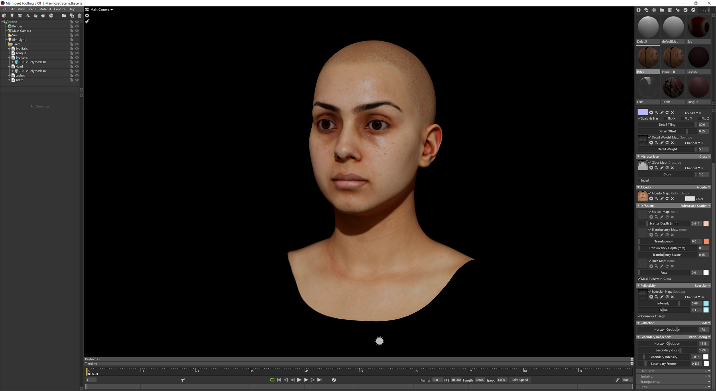 Female 3D model / Retopologised Head Scan 45