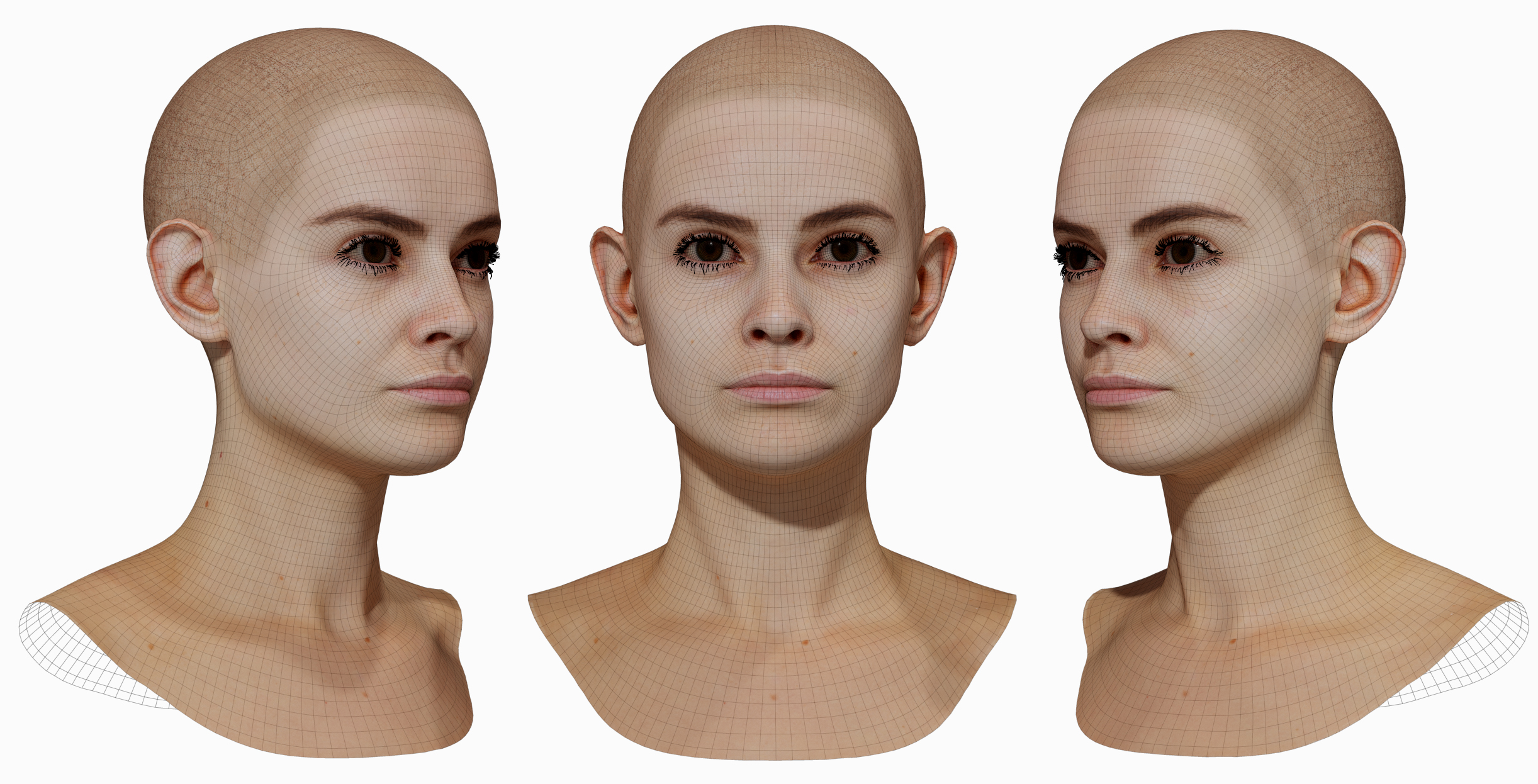 Female 3D model / Retopologised Head Scan 48