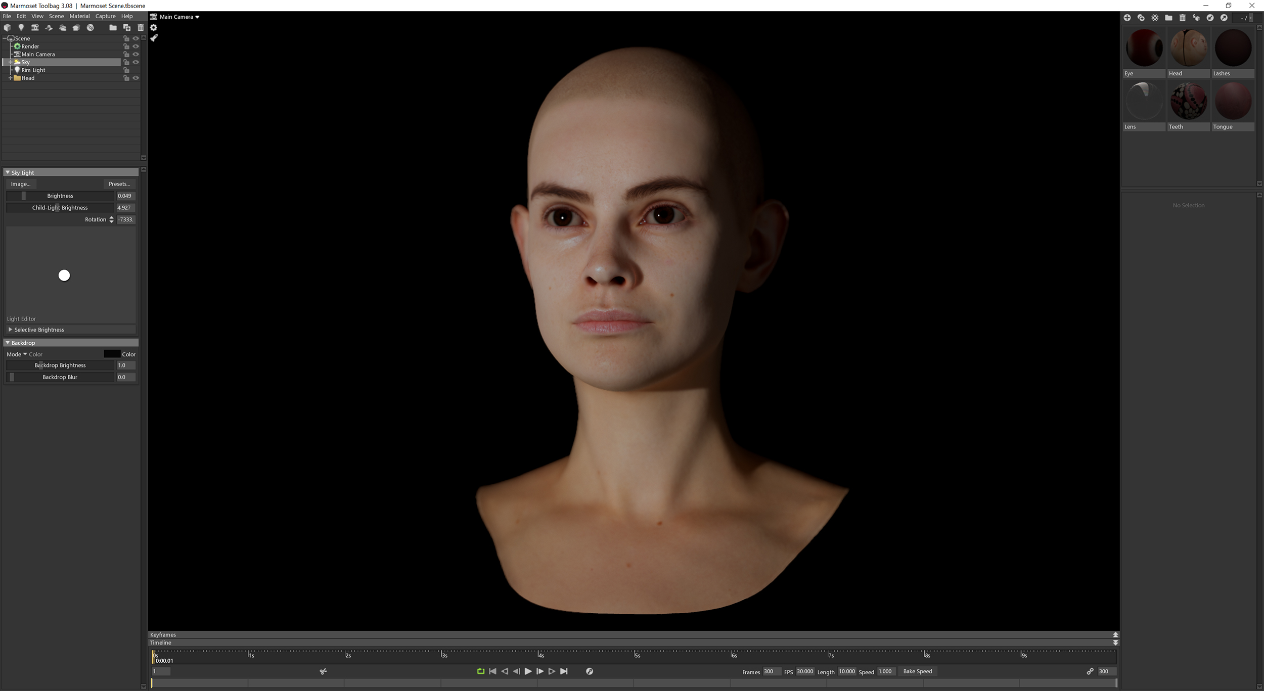 Female 3D model / Retopologised Head Scan 48