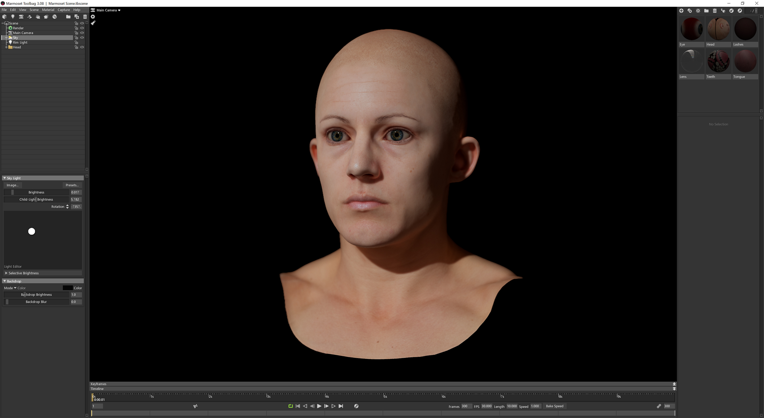Female 3D model / Retopologised Head Scan 49