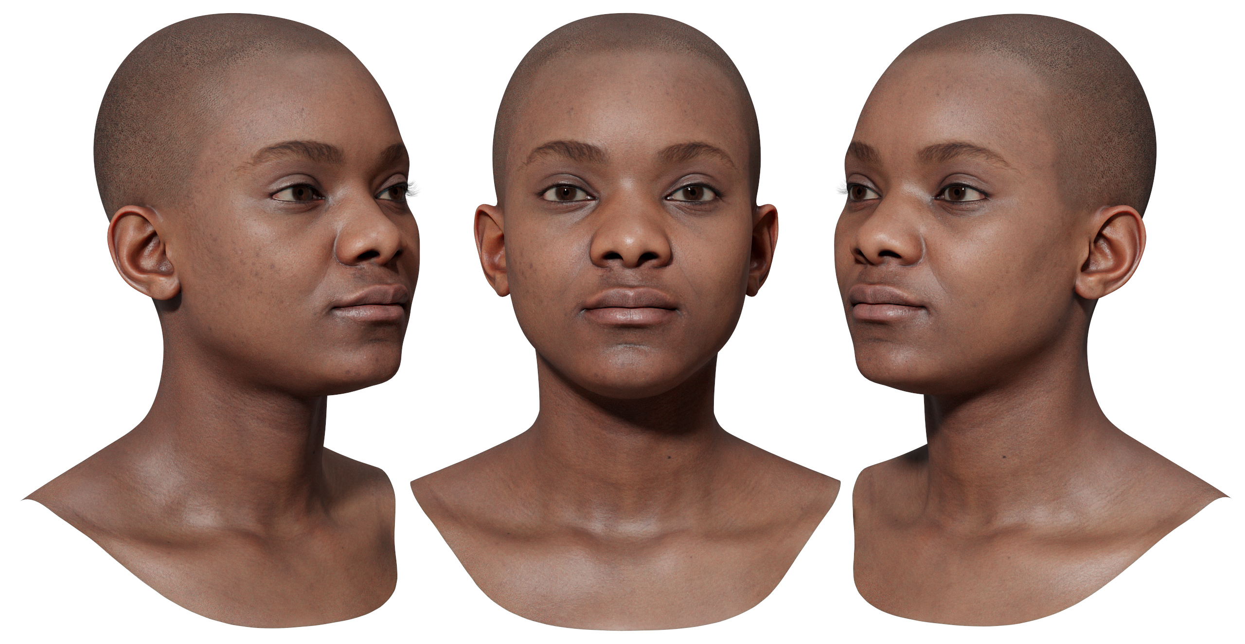 Female 3D model / Retopologised Head Scan 51
