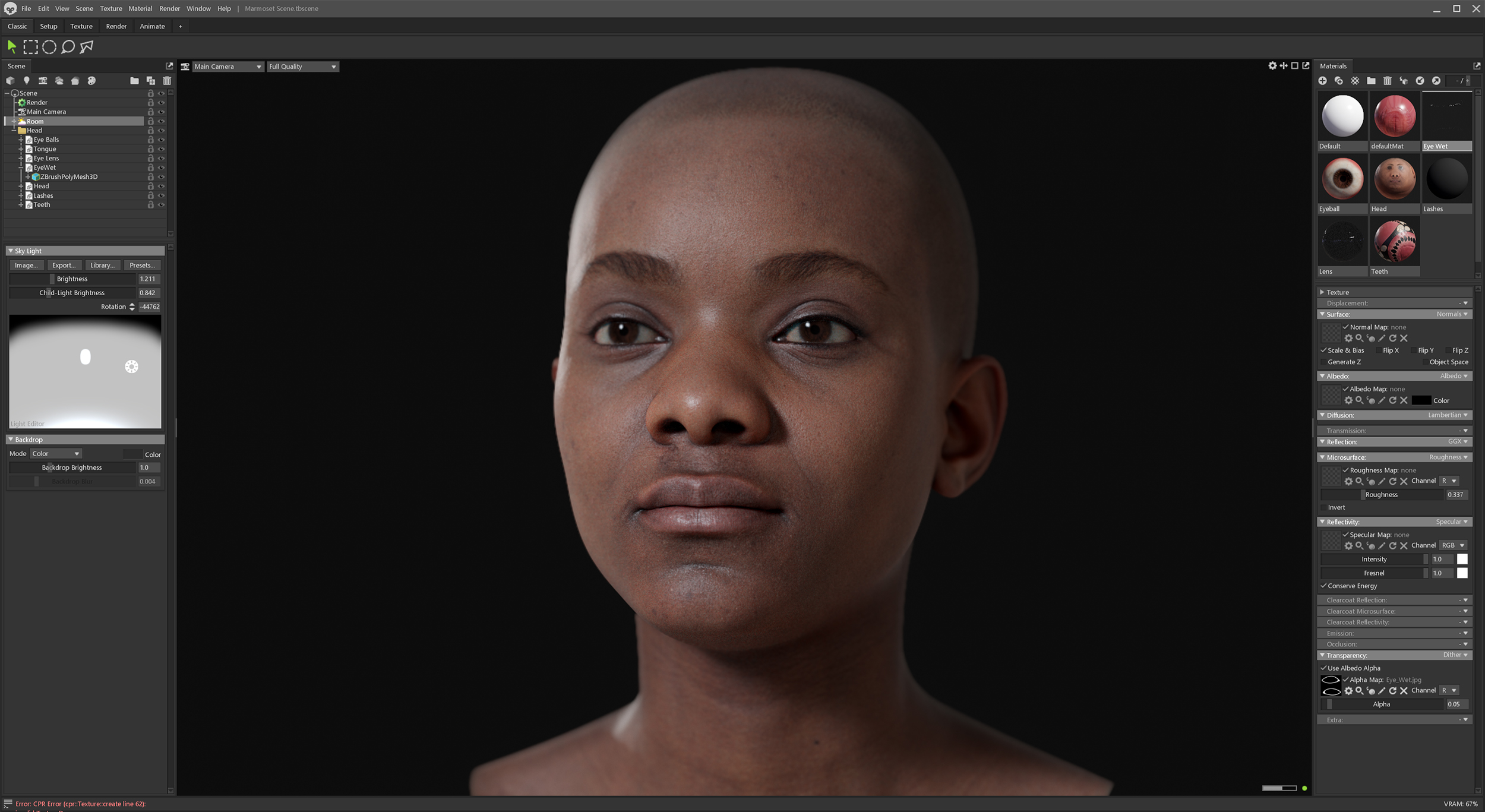 Female 3D model / Retopologised Head Scan 51