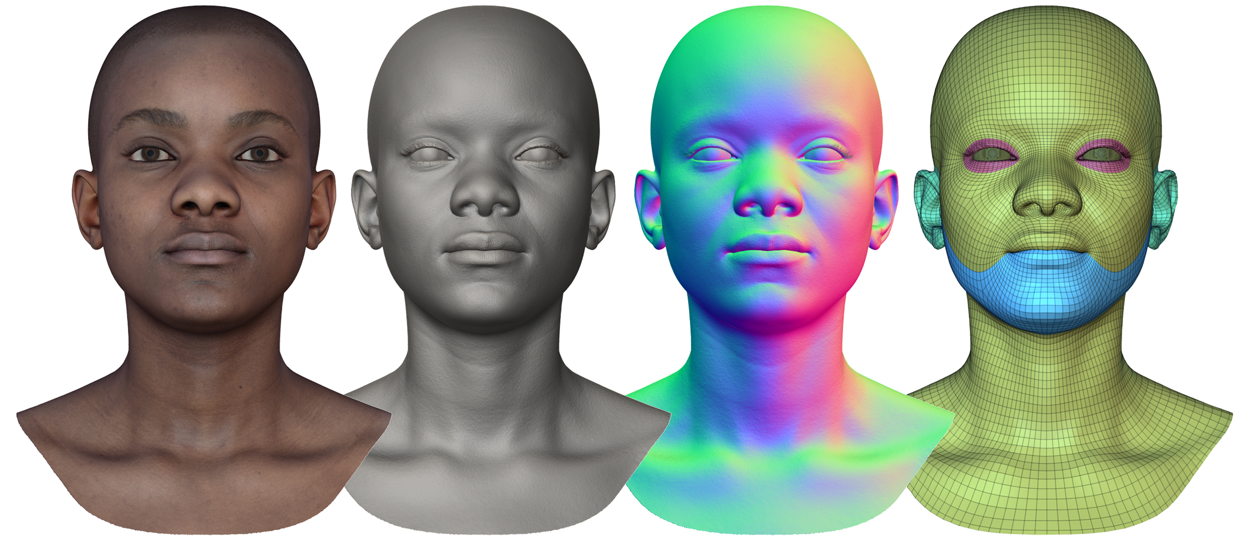 Female 3D model / Retopologised Head Scan 51
