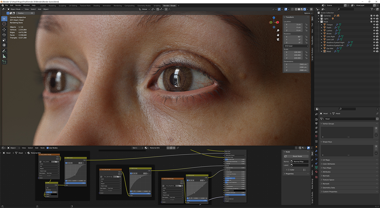 HD Female 3D Head Model 30