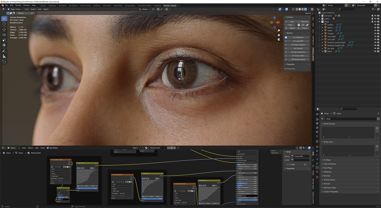 HD Female 3D Head Model 35