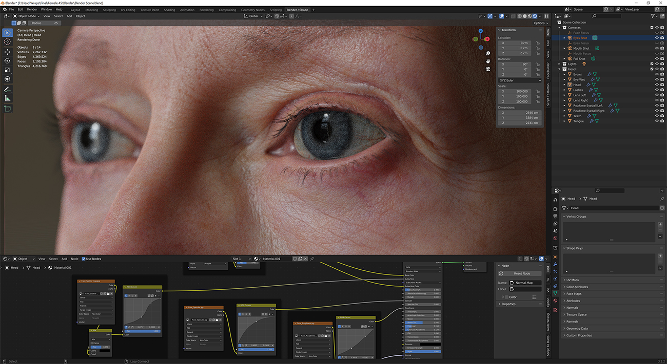 HD Female 3D Head Model 45