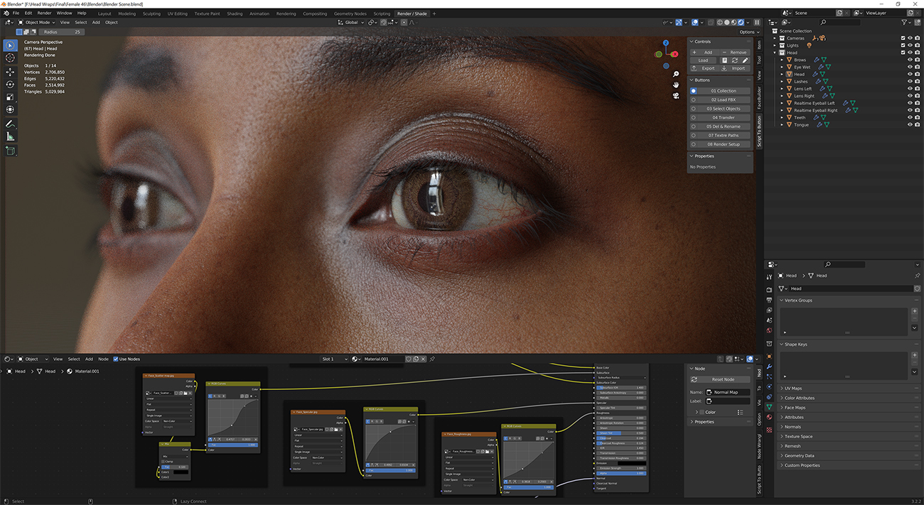 HD Female 3D Head Model 46