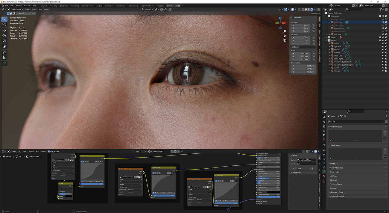 HD Female 3D Head Model 49