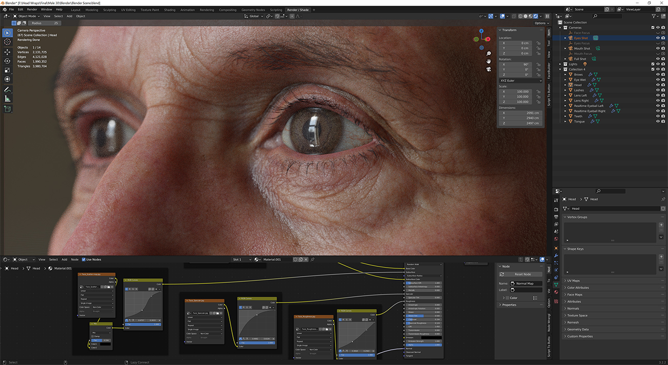 HD Male 3D Head Model 30