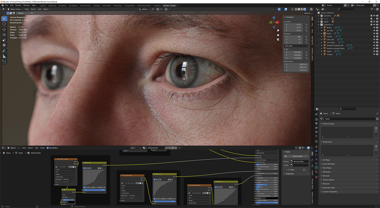 HD Male 3D Head Model 33