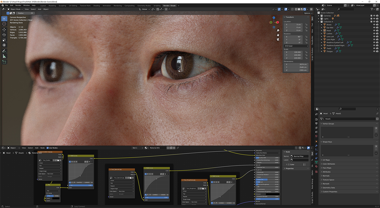 HD Male 3D Head Model 34