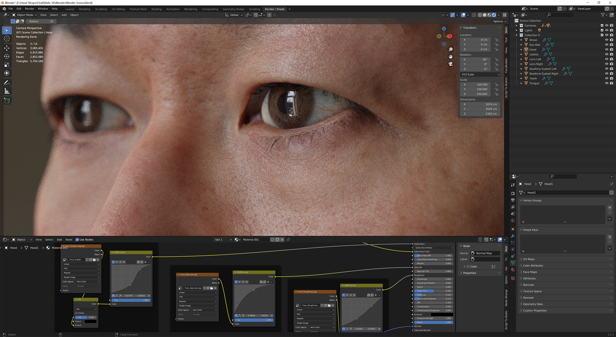 HD Male 3D Head Model 34