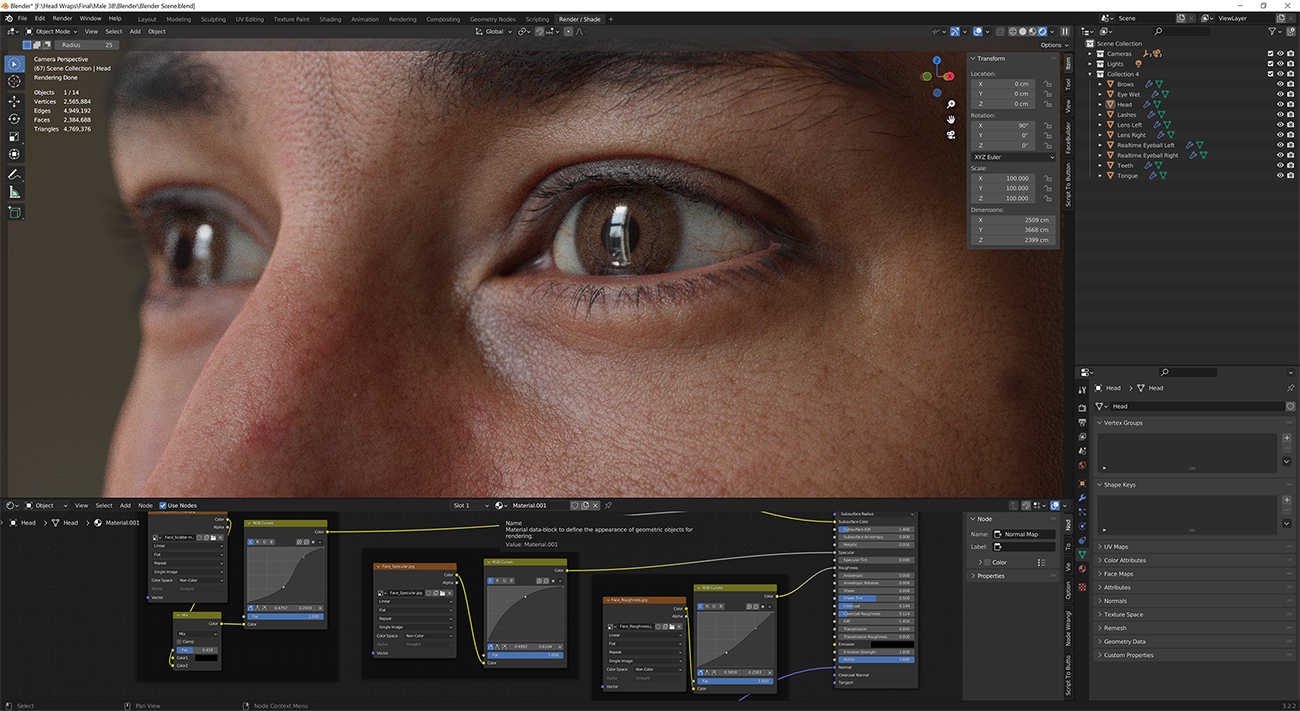 HD Male 3D Head Model 38